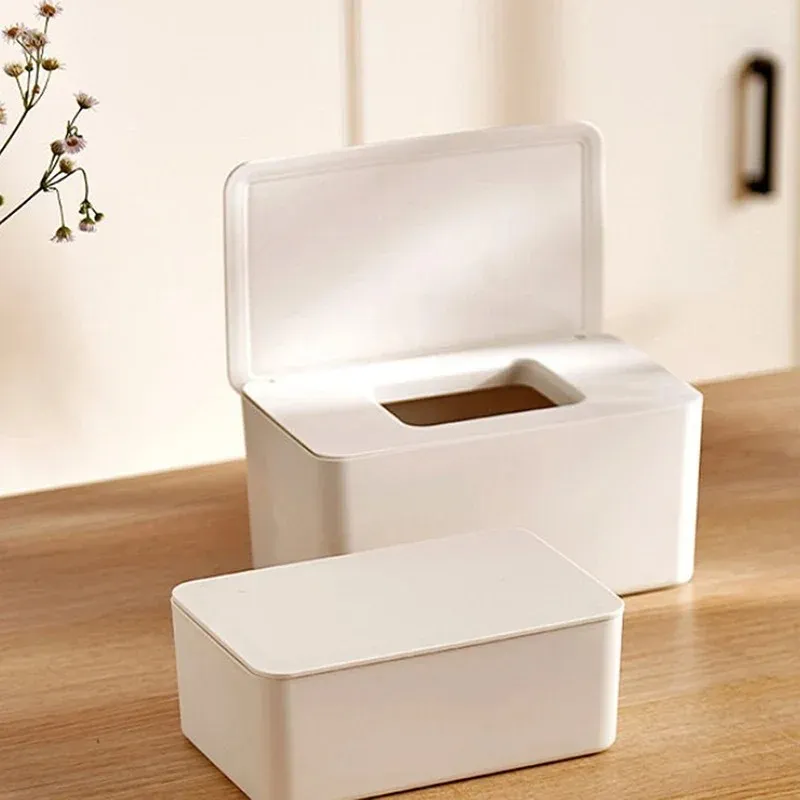 Plastic Dustproof Wet Wipes Box with Lid - Desktop Tissue Storage Case ...