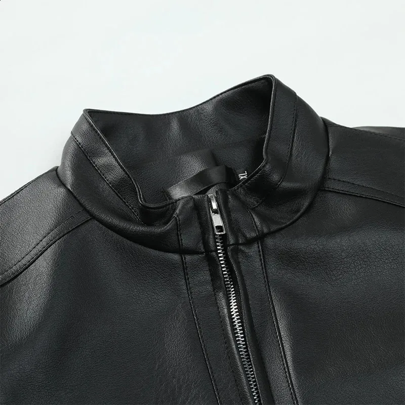 Mens Leather Bike Leather Jackets Windproof Stand Collar Mens Leather Bike Leather Jackets Windproof Stand Collar