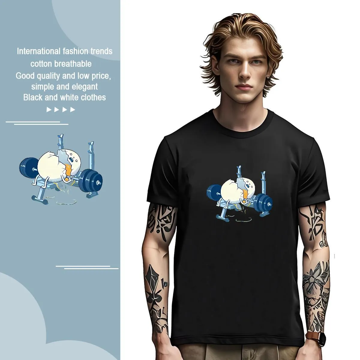 230g 100% Cotton Short-Sleeve Graphic T-Shirt for Men's Bodybuilding ...