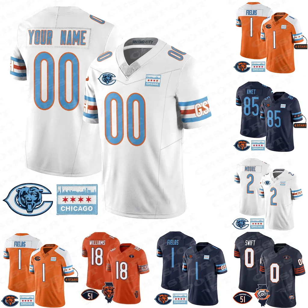 18 Williams Bears Jerseys 2025 Rome Odunze, DJ Moore, Jaquan Brisker ...