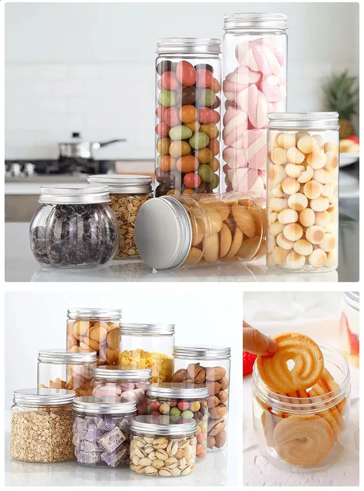 Set of 20 Transparent PET Plastic glass bottles for Food and Cosmetics ...