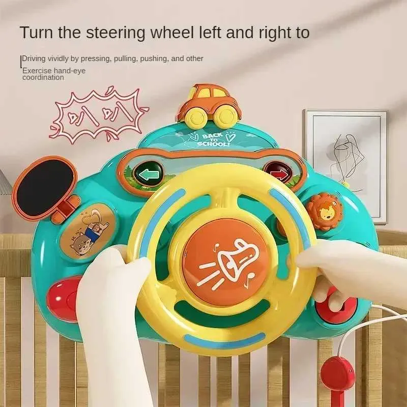 Y240801 Baby Toy Driving Car Steering Wheel Electric Copilot Stroller ...