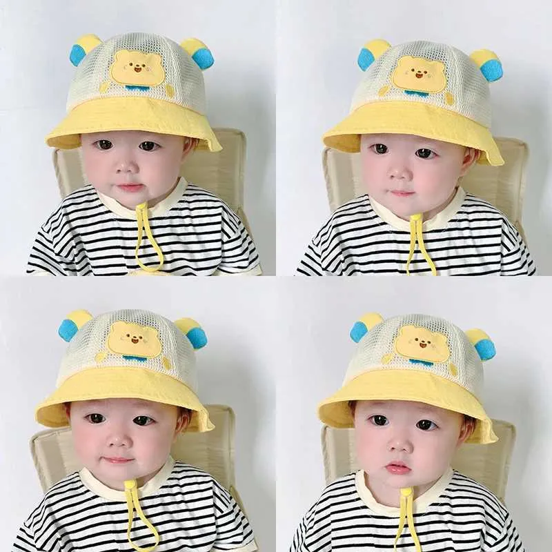 Cute Bear Ears Baby Sun Hat - Summer Breathable Mesh Bucket Cap for ...