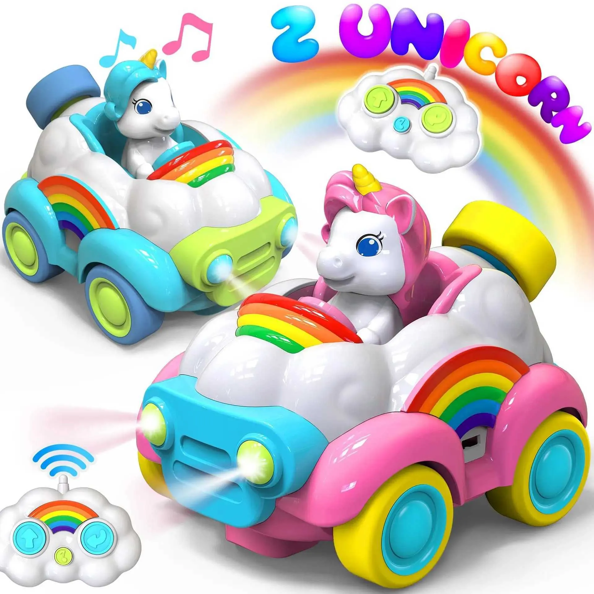Pink Unicorn RC Car for Girls - Remote Control Car Toy with Lights ...