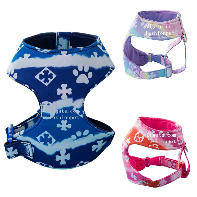 Bone and Paw Print Gradient Color Dog Harness No Pull Step-in ...