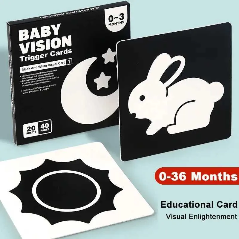 Montessori High Contrast Flash Baby Visual Stimulation Card Infant Gift ...