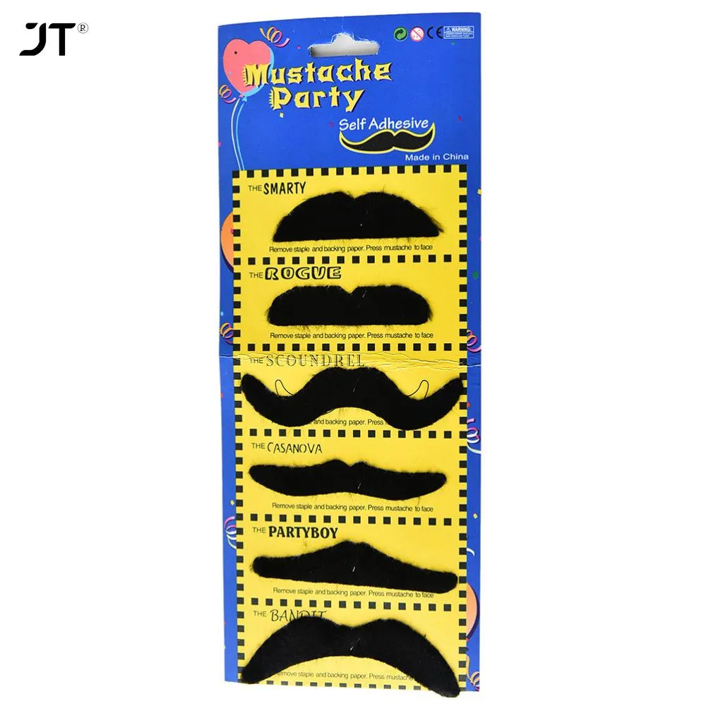 6-Piece Black Halloween Fake Mustaches Set - Funny Costume Beards ...