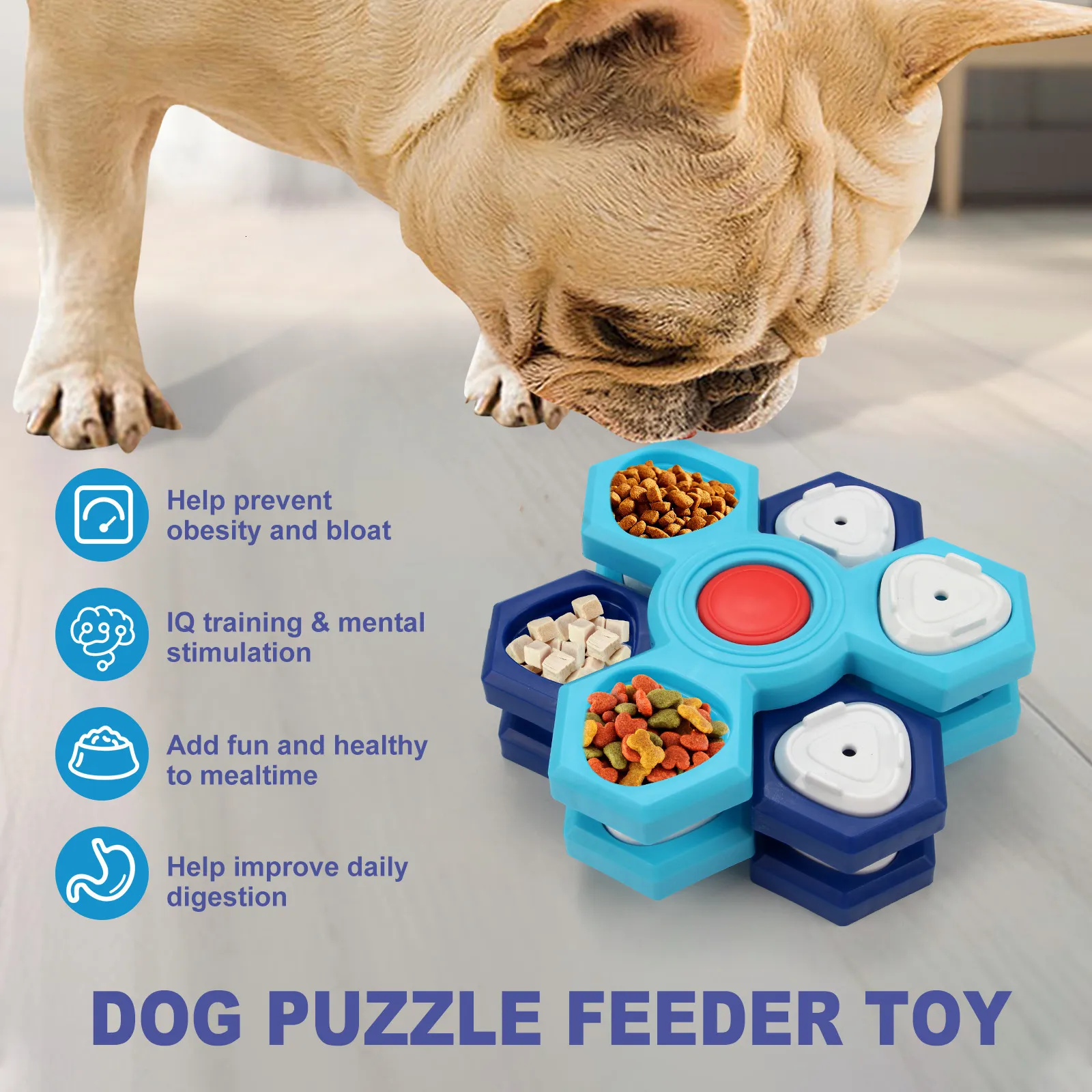 Interactive Dog Treat Dispenser Puzzle Toy - Slow Feeder for Training ...