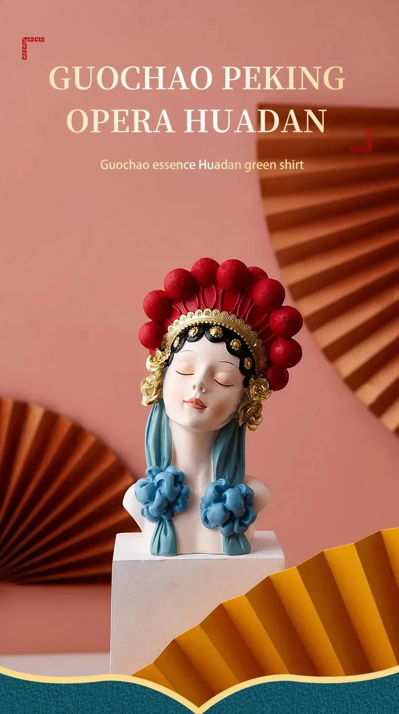 Beijing Opera Character Resin Statue - Handcrafted Chinese Style Home ...