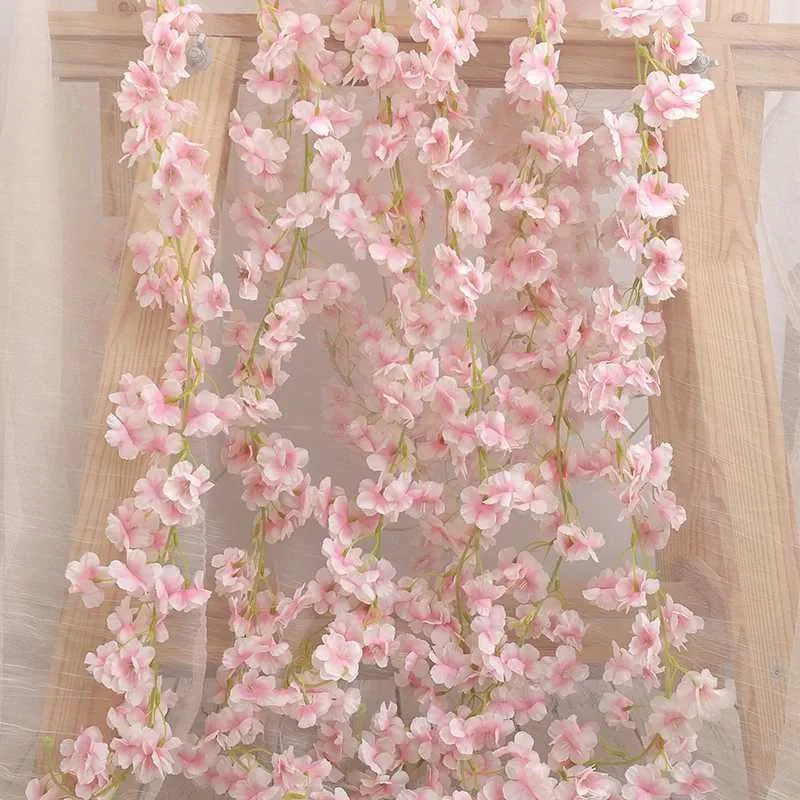 Sakura Flower Vine Hanging Garland Artificial Fake Floral Garland For ...