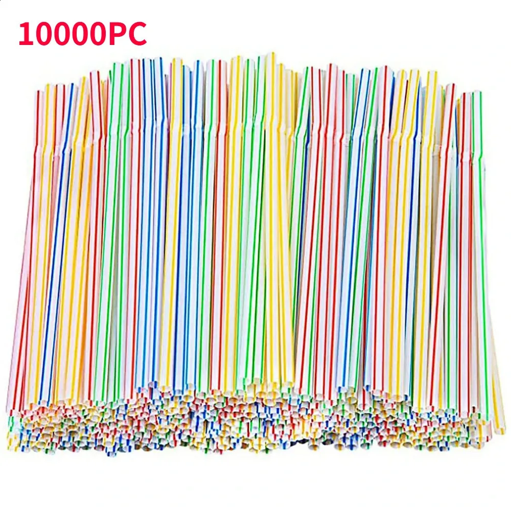 10,000 Multicolor Striped Bendable Disposable Drinking Straws for ...
