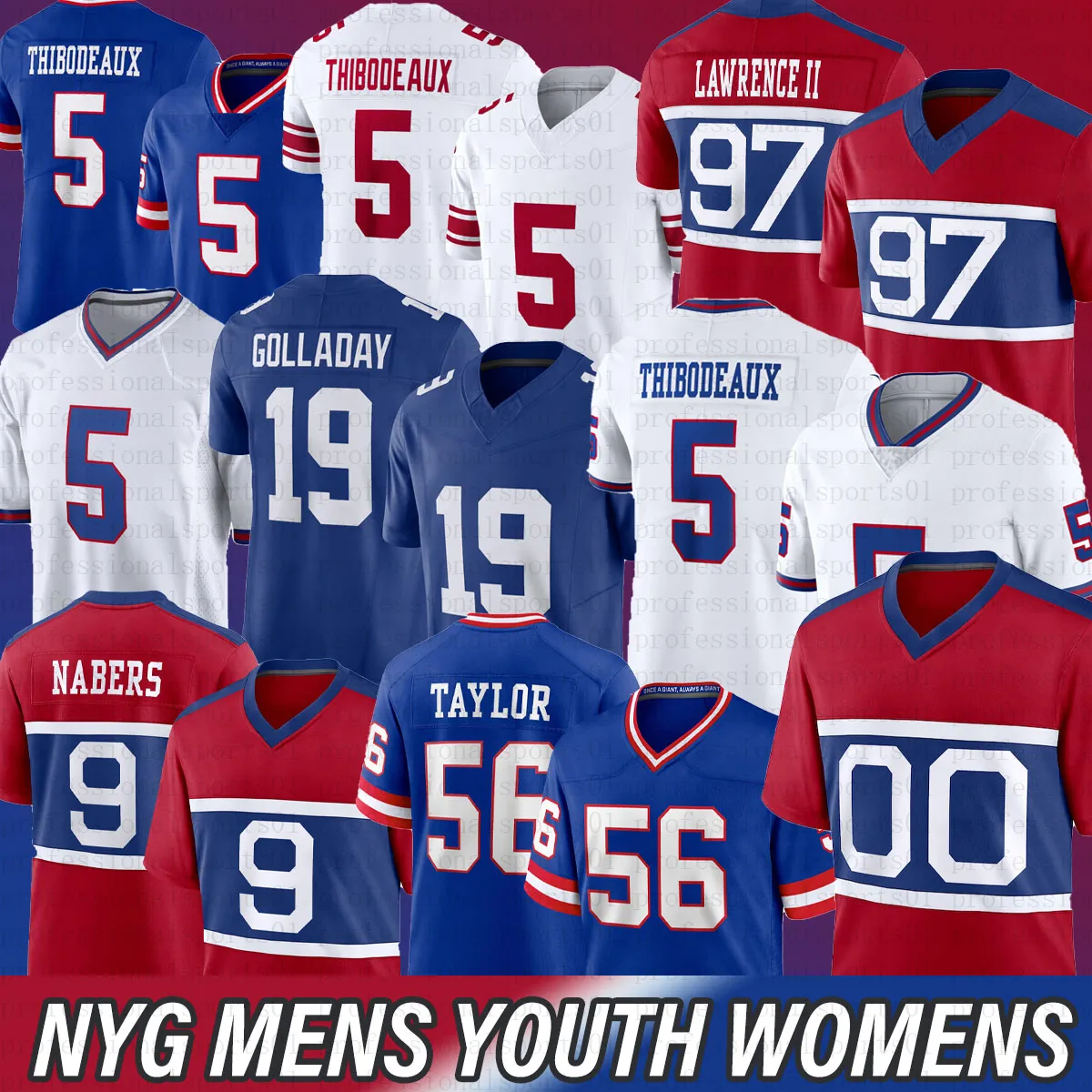 New York Giants American Football Shirts Featuring Malik Nabers, Kayvon ...