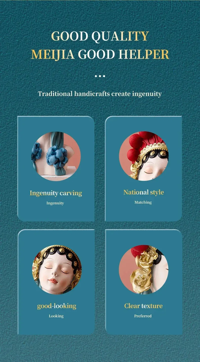 Beijing Opera Character Resin Statue - Handcrafted Chinese Style Home ...