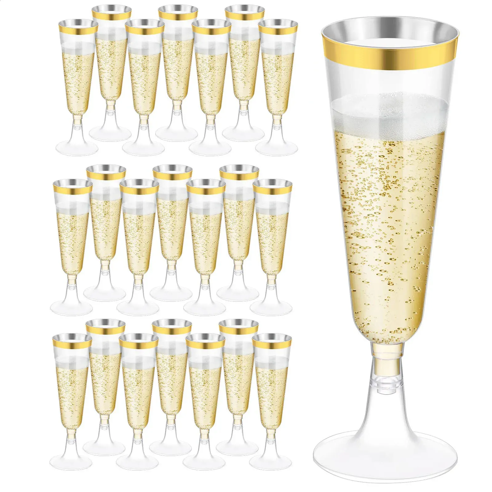 Premium 25-Pack: 5.5oz Disposable Champagne Flutes - Perfect for ...