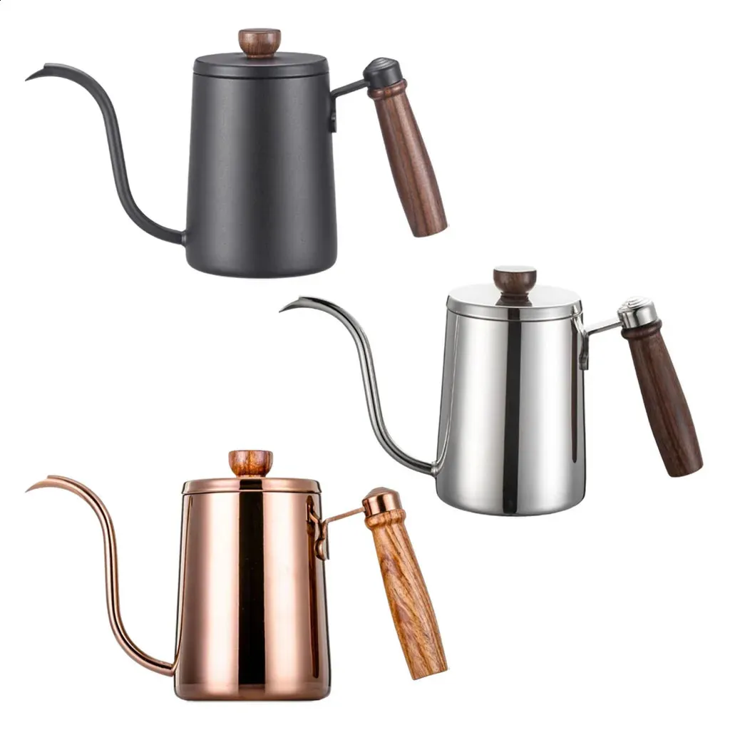 Gooseneck Coffee Kettle - 600ml Hand Drip Pot with Flow Control Lid ...