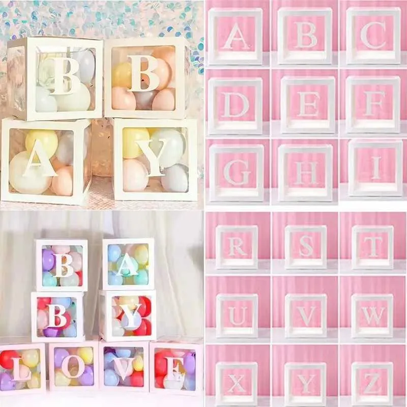 Transparent Letter Balloon Box Baby Shower Decorations Happy Birthday ...