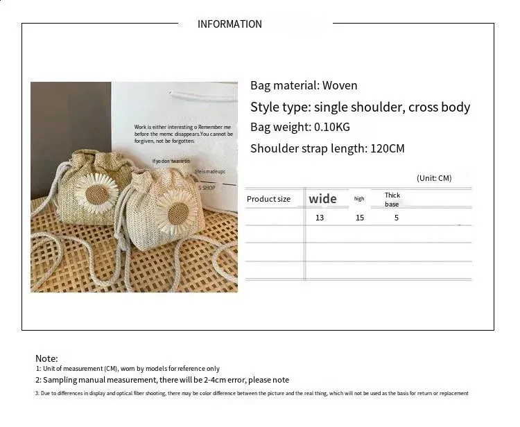 Ratan Women's Straw Bag Handbag Summer Beach Knitted Shoulder Messenger ...