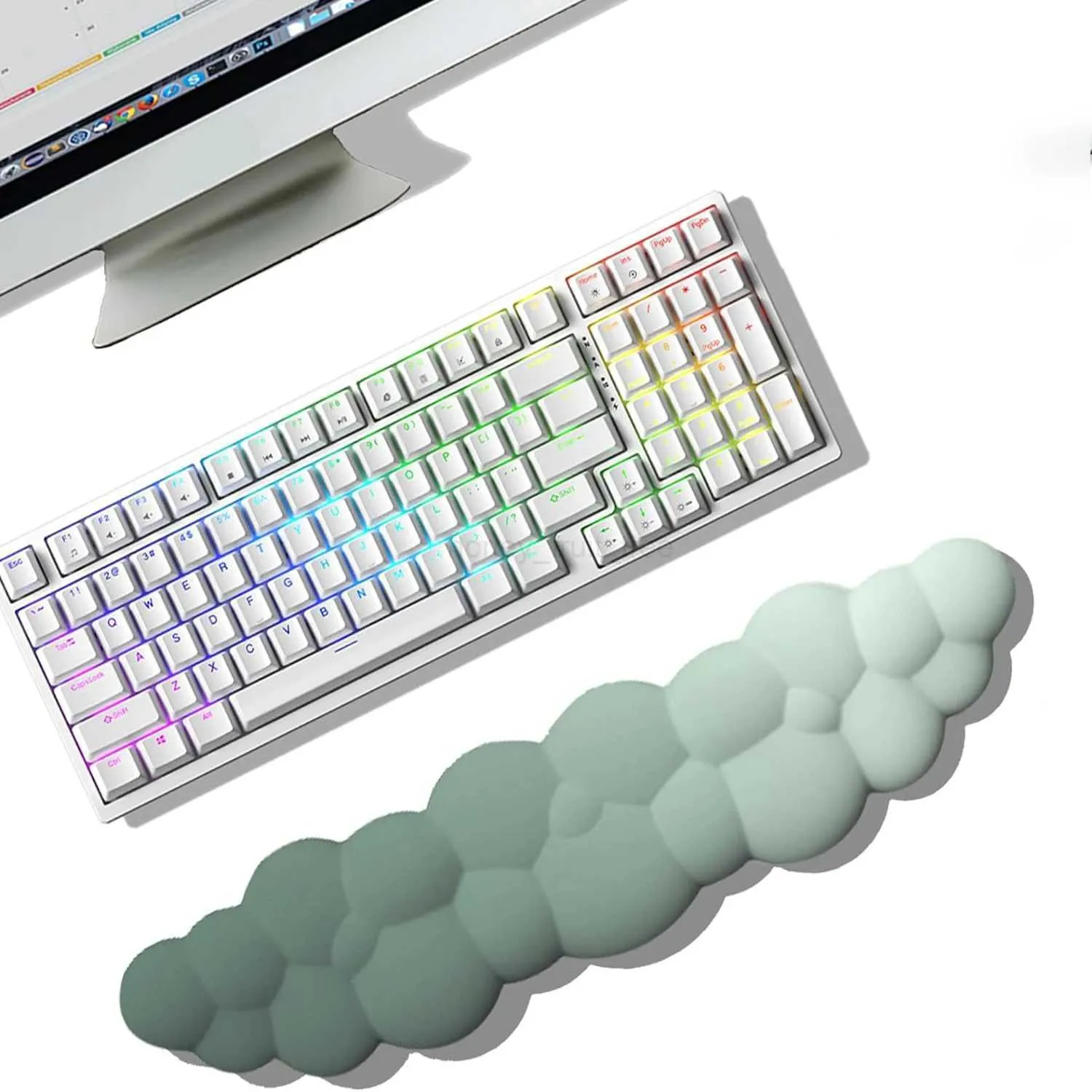 Ergonomic Cloud Shape Desk Mat with Memory Foam Wrist Rest - Anti-Slip ...