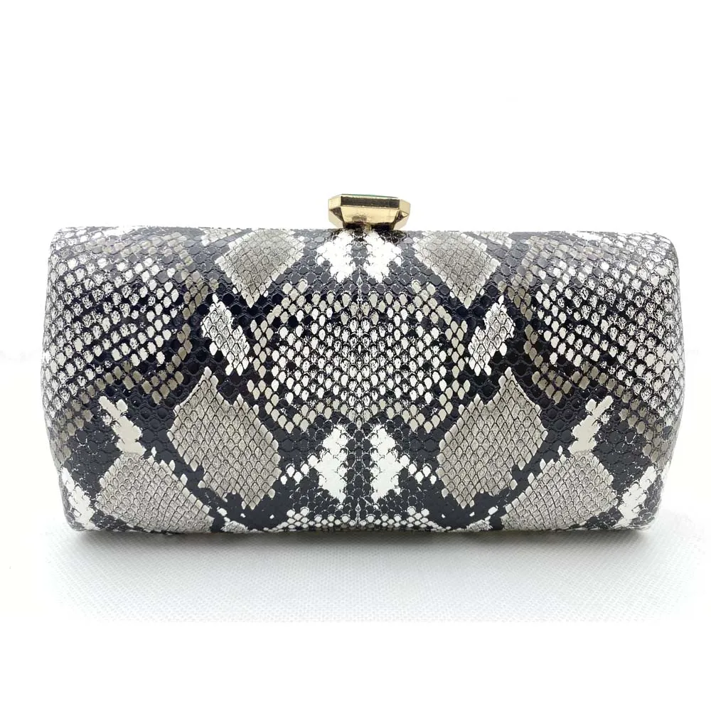 Fashionable Snake Skin Clutch Bag With Colorful Metal... From ...