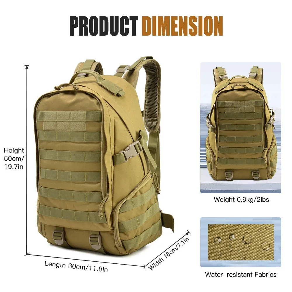 Brand 27L Tactical Backpack Waterproof 900D Oxford Molle Camping Hiking ...