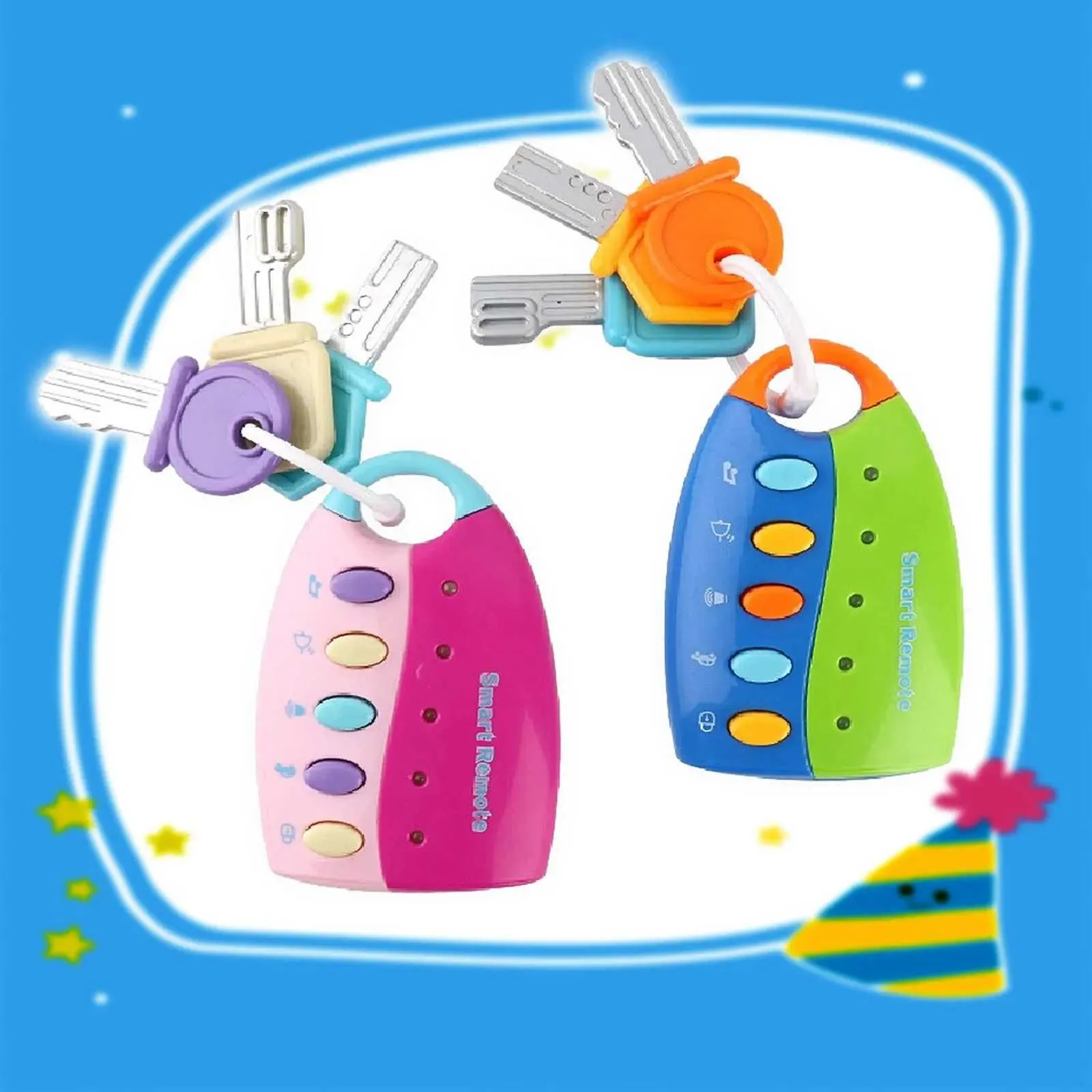 Smart Remote Car Voice Infant Toys Colorful Cartoon Musical Car Key For ...