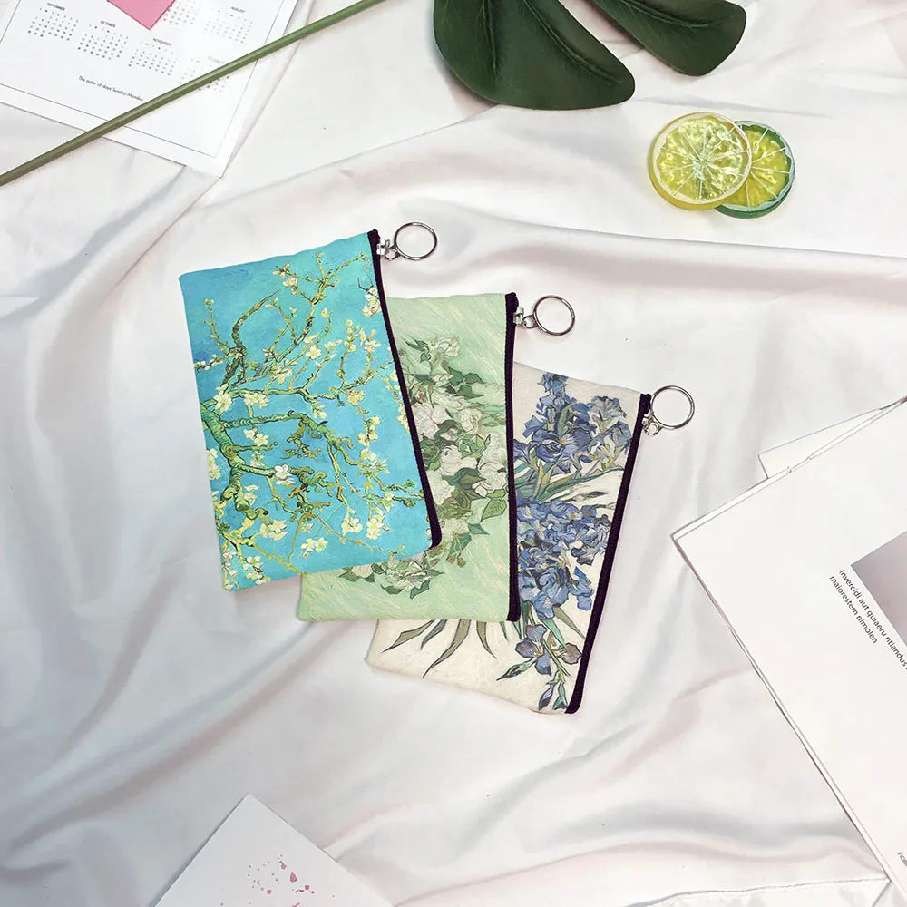 Van Gogh Art Mini Coin Purse - Retro Canvas Wallet, Lipstick & Key ...