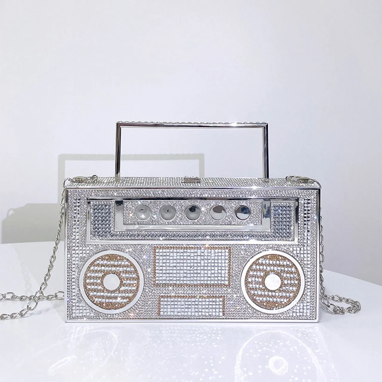 XIYUAN Boombox Radio Shape Women Rhie Totes Metal Clutches Bags Lady ...