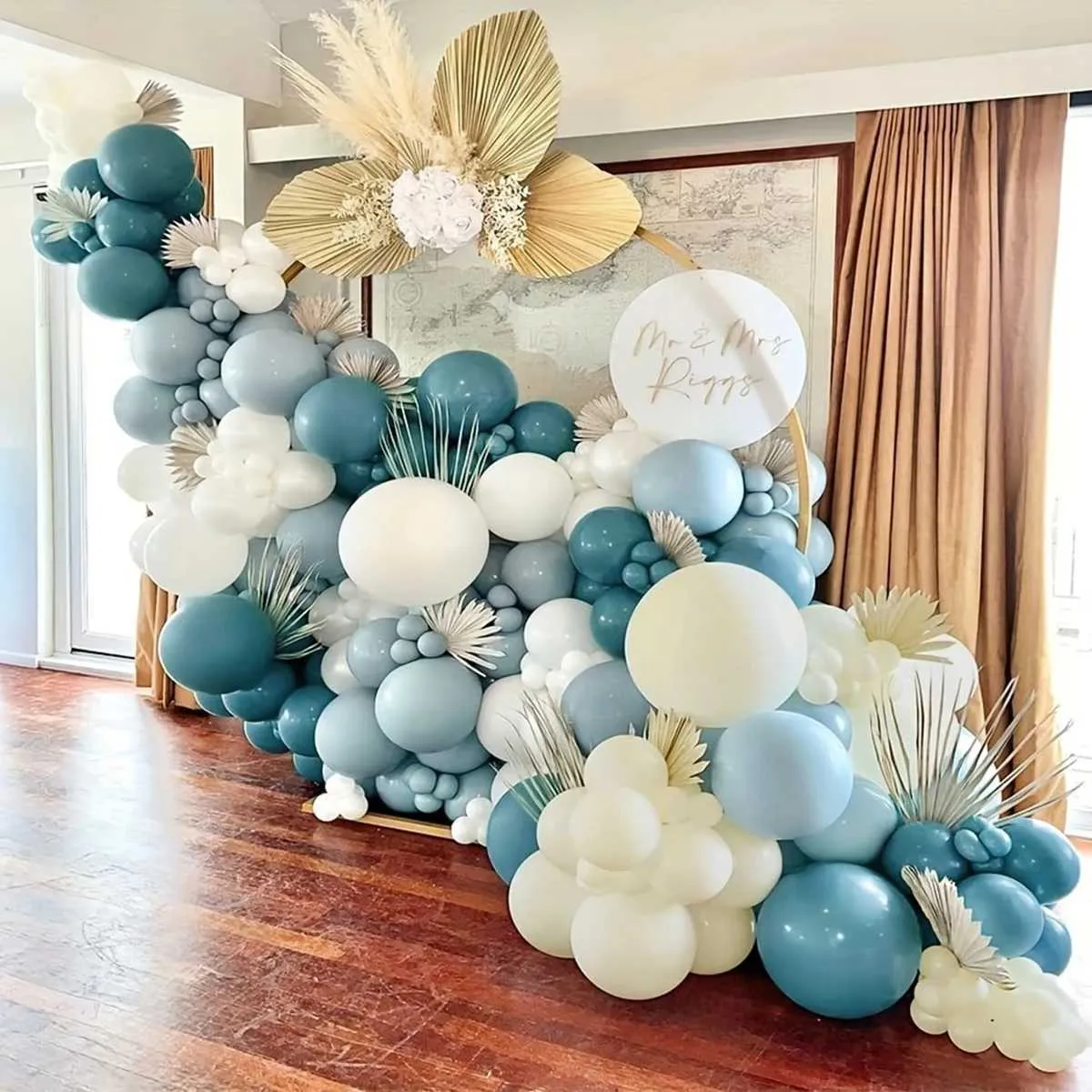 145-Piece Balloon Garland Kit - Dusty Blue & Sand White Arch for ...