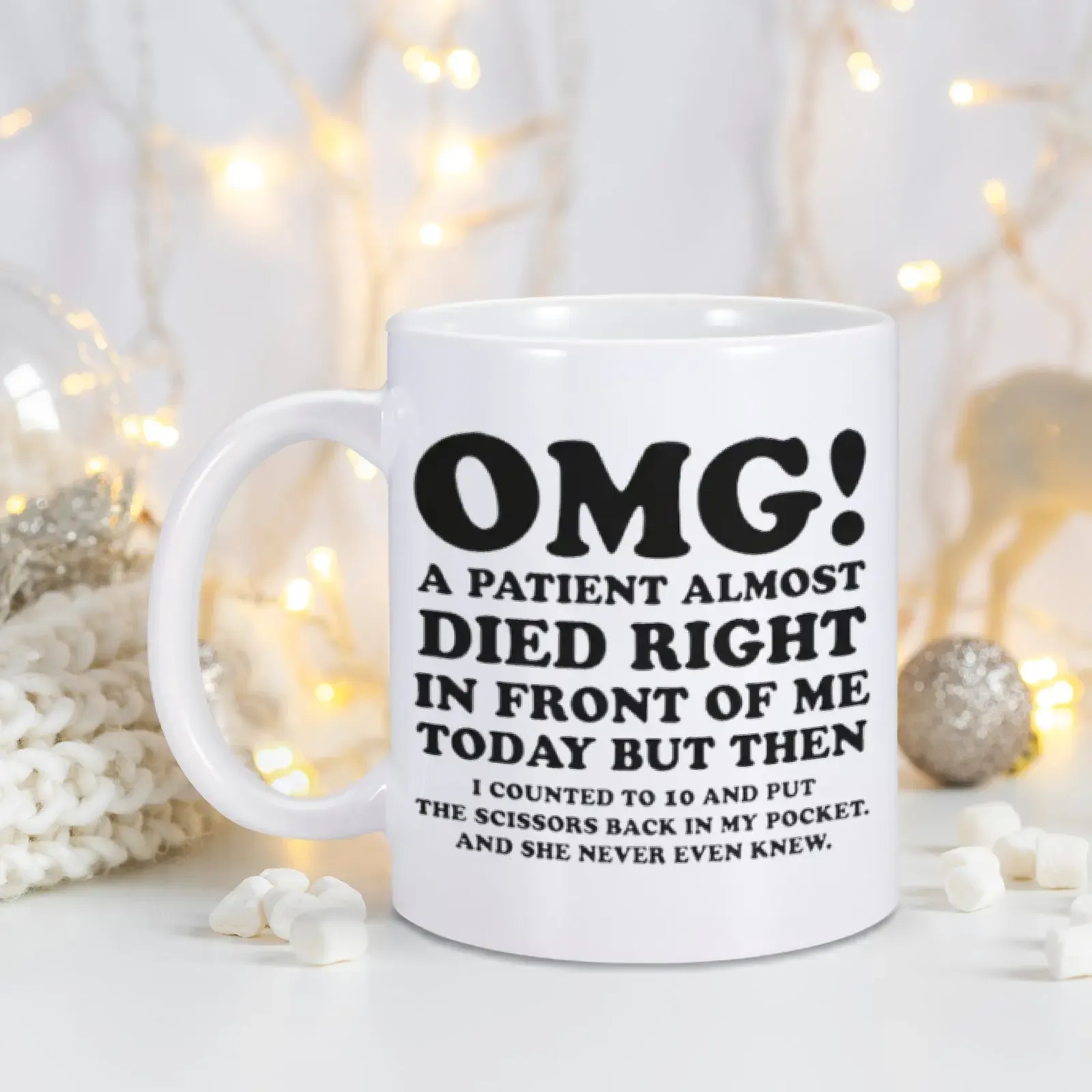 Funny Nurse & Doctor Coffee Mug - Patient Almost Died Sarcastic Gift ...