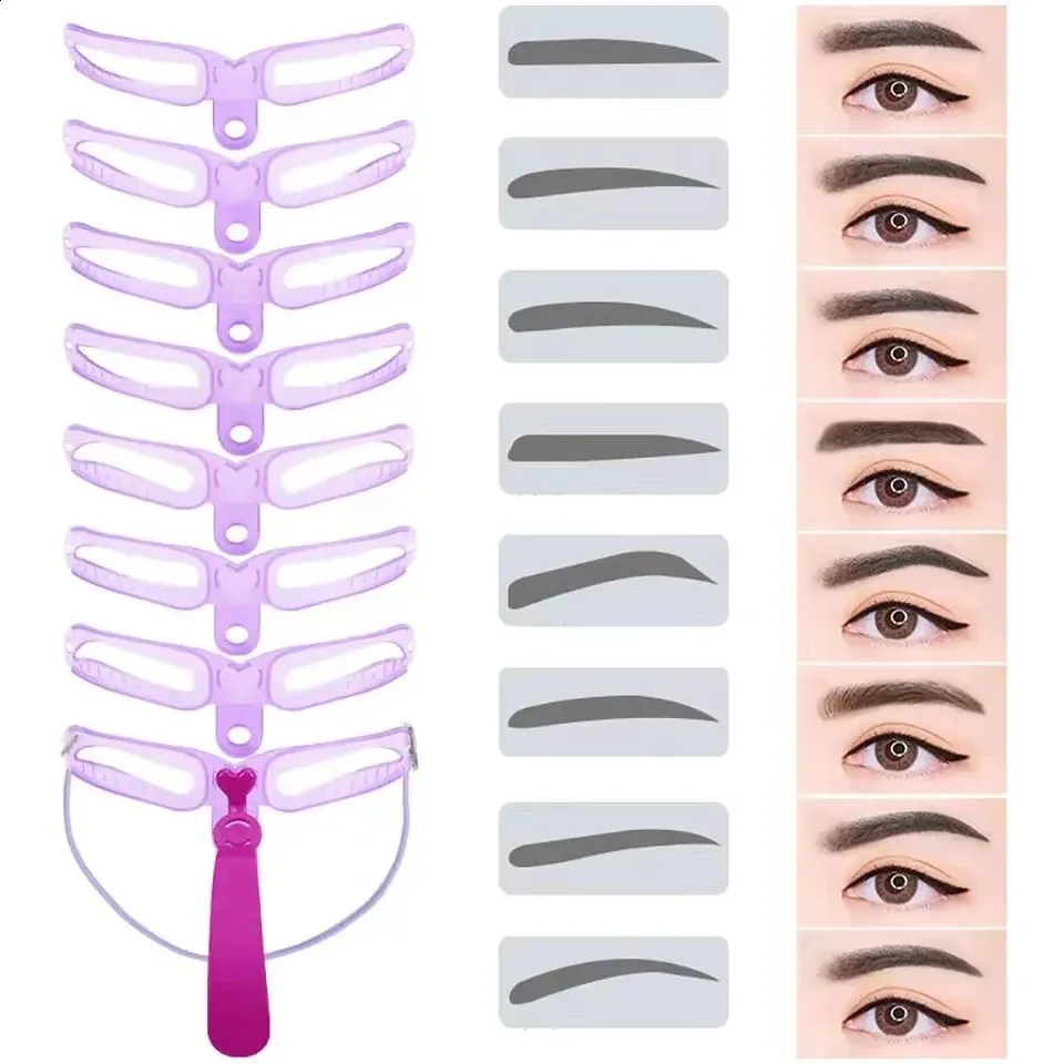 8-in-1 Eyebrow Shaping Template Kit, Reusable Eyebrow Shaper Stencils ...
