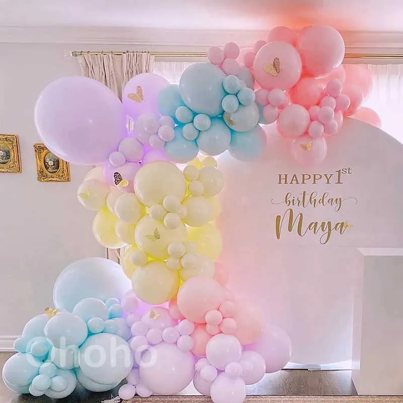 First Birthday Balloon Arch Pastel Garland Kit: Pink, Blue, And White ...