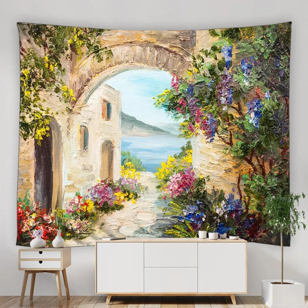 Mural Wallpaper Landscape Hippie Tapestry: Outdoor Inspired Wall Art ...