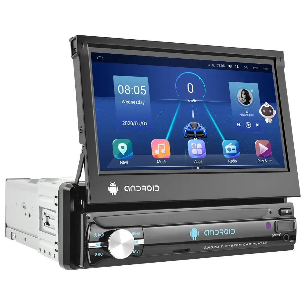 Car radio with retractable screen store