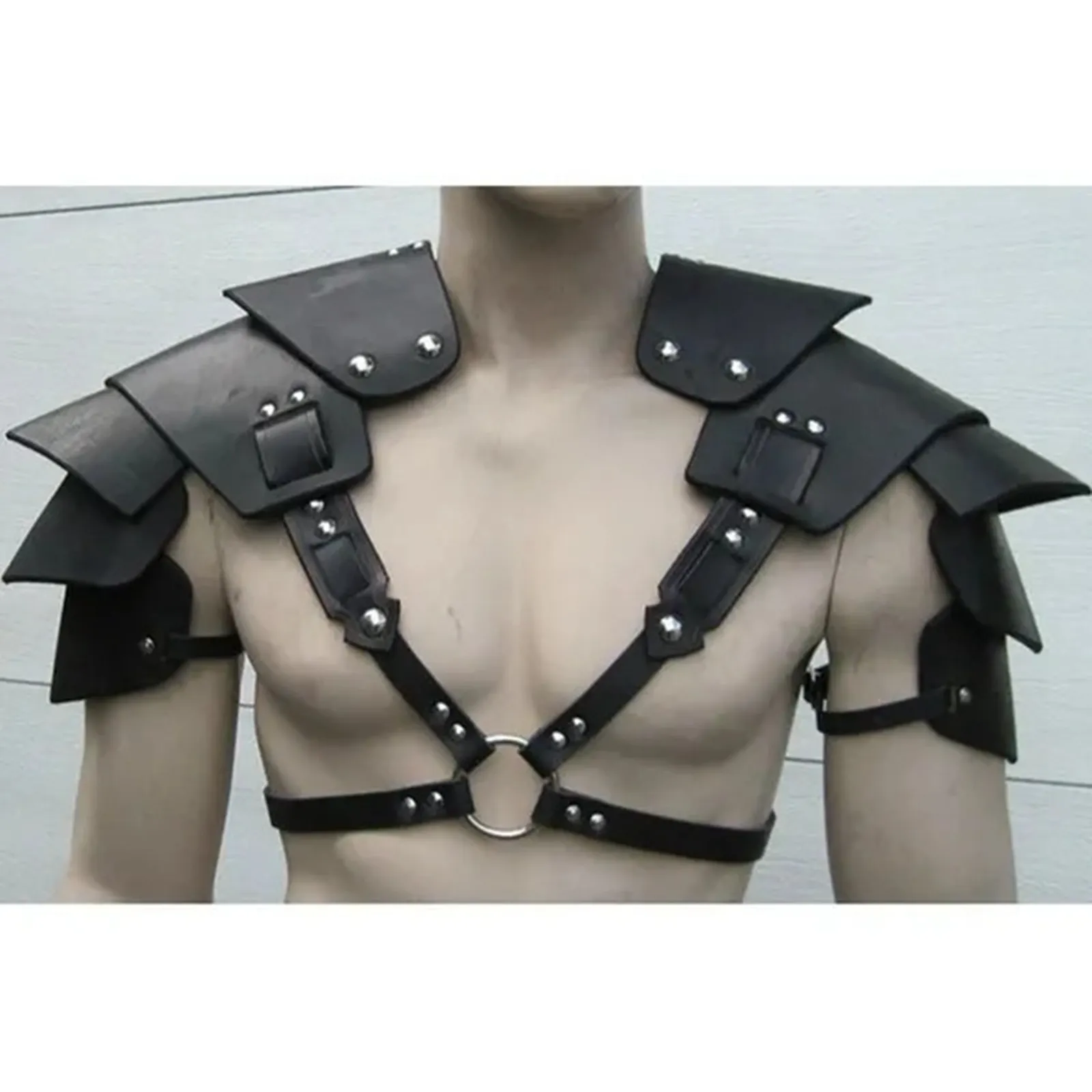 Leather Shoulder Pauldron Medieval Knight Armor Adjustable Buckle Steampunk Costume Shoulder ...