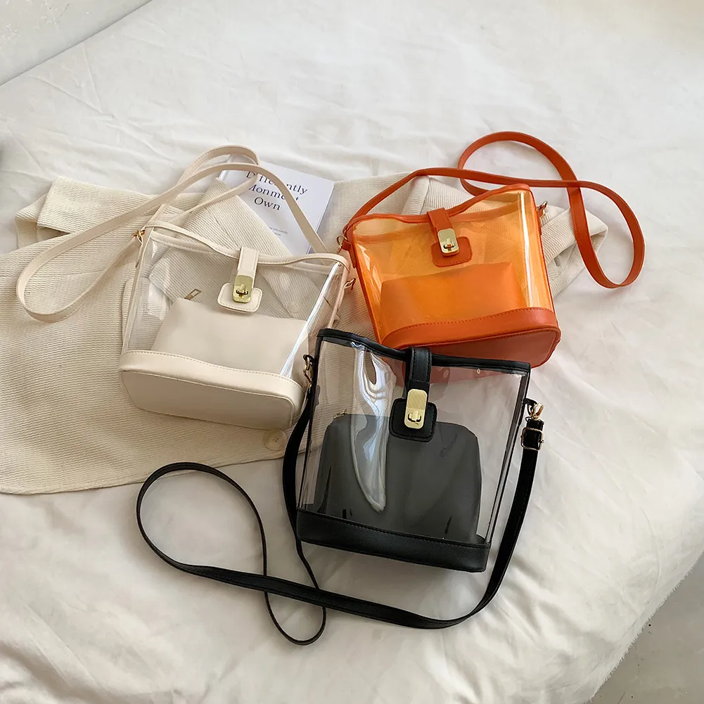 2024Upgraded Clear Tote Bags: Transparent PVC Shoulder Bags for Women ...