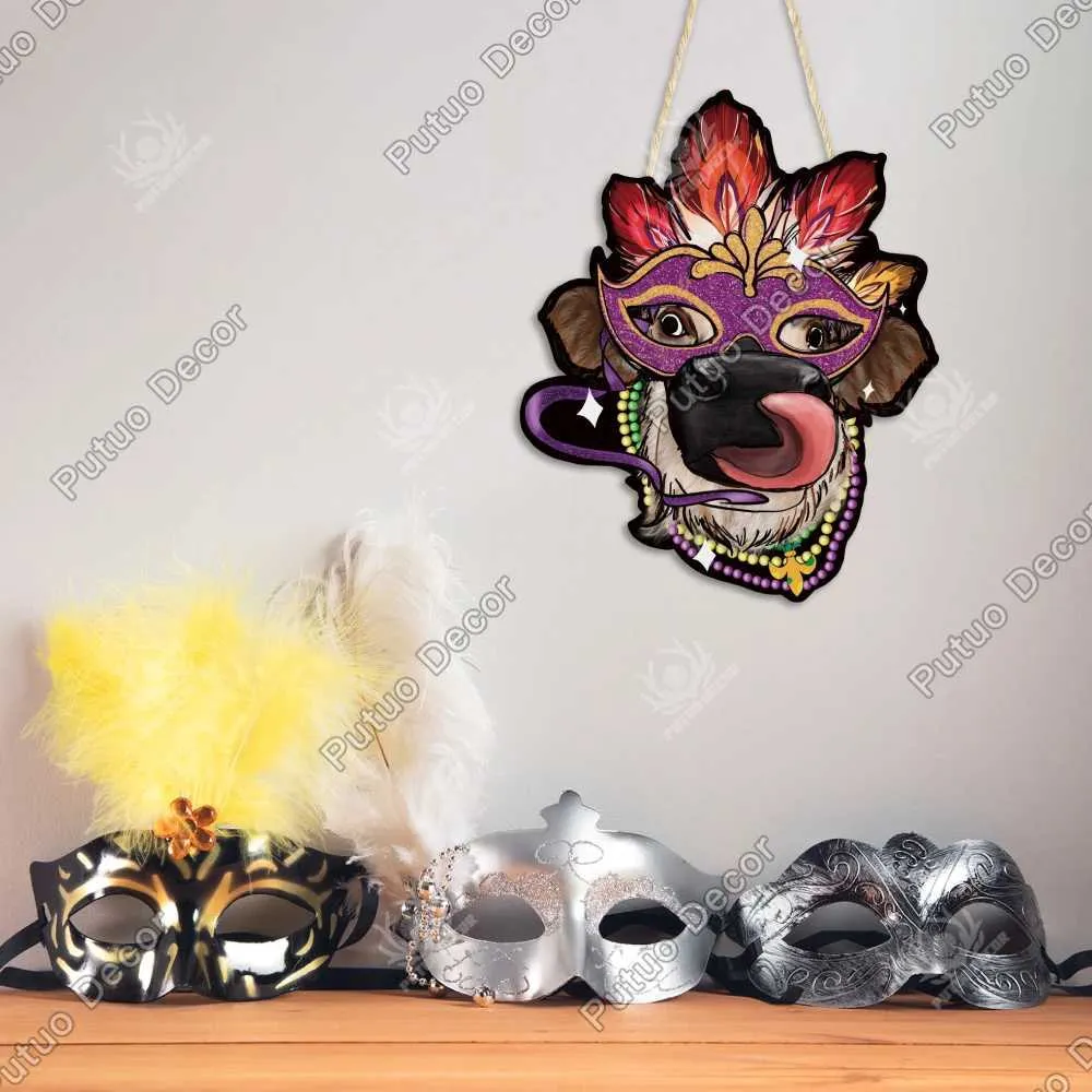 Putuo Decor Masked Bull Head Wooden Hanging Sign Decor Wall Decor For ...