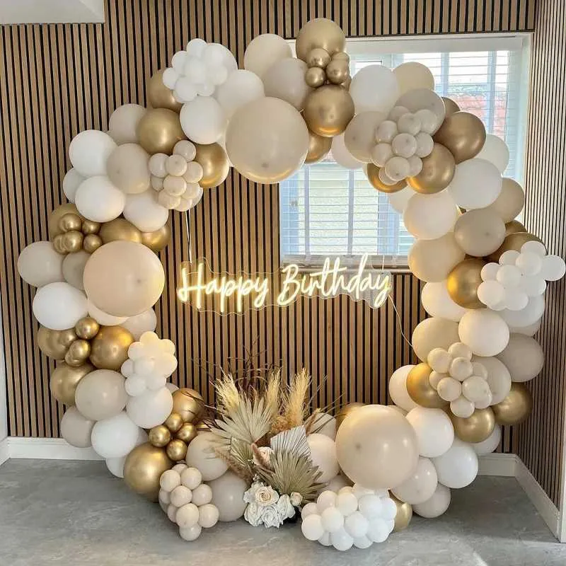 Beige & White Balloon Garland Arch Kit: Party Balloons For Weddings ...