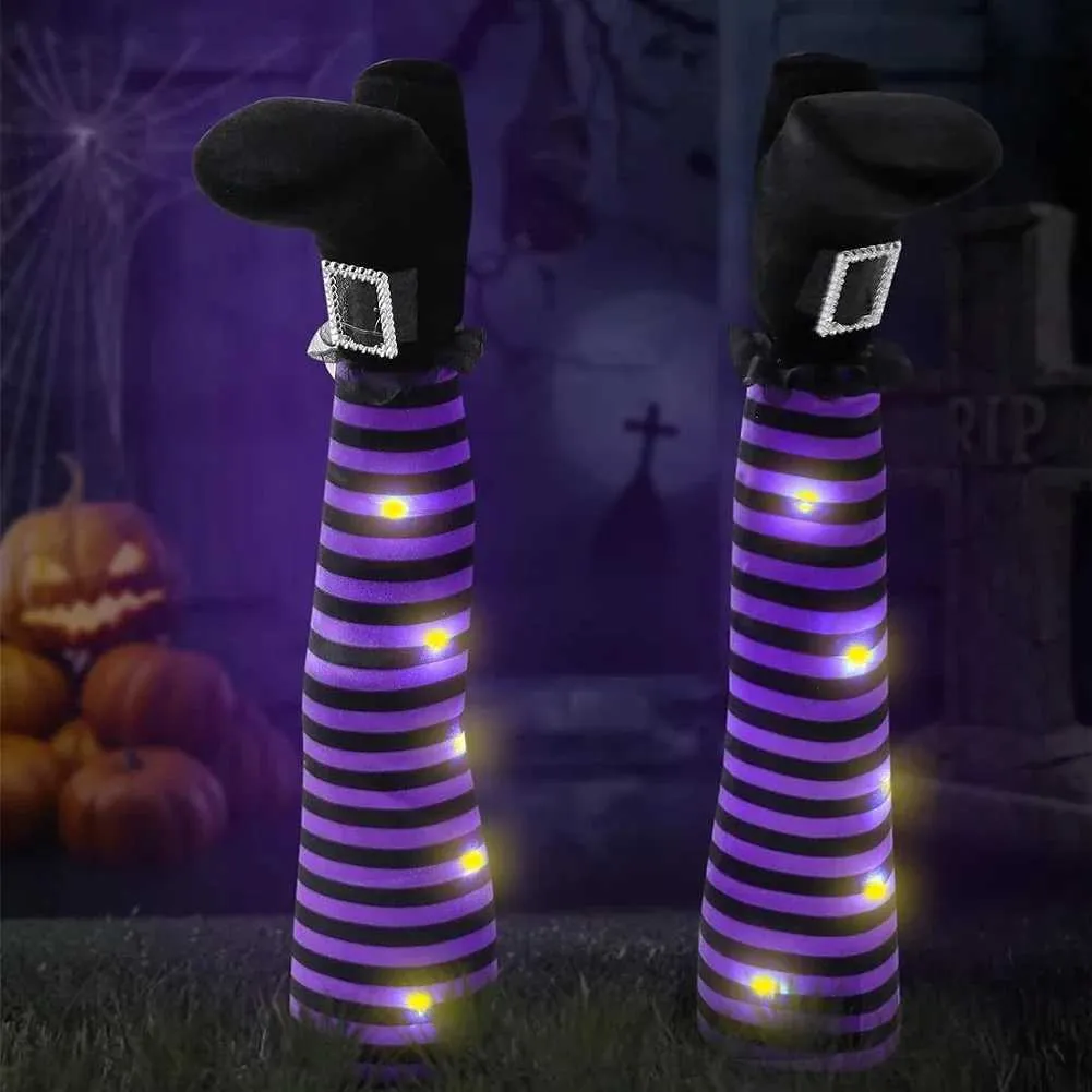 Spooky LED Witch Legs Light for Halloween Decor - Upside Down Stripe ...