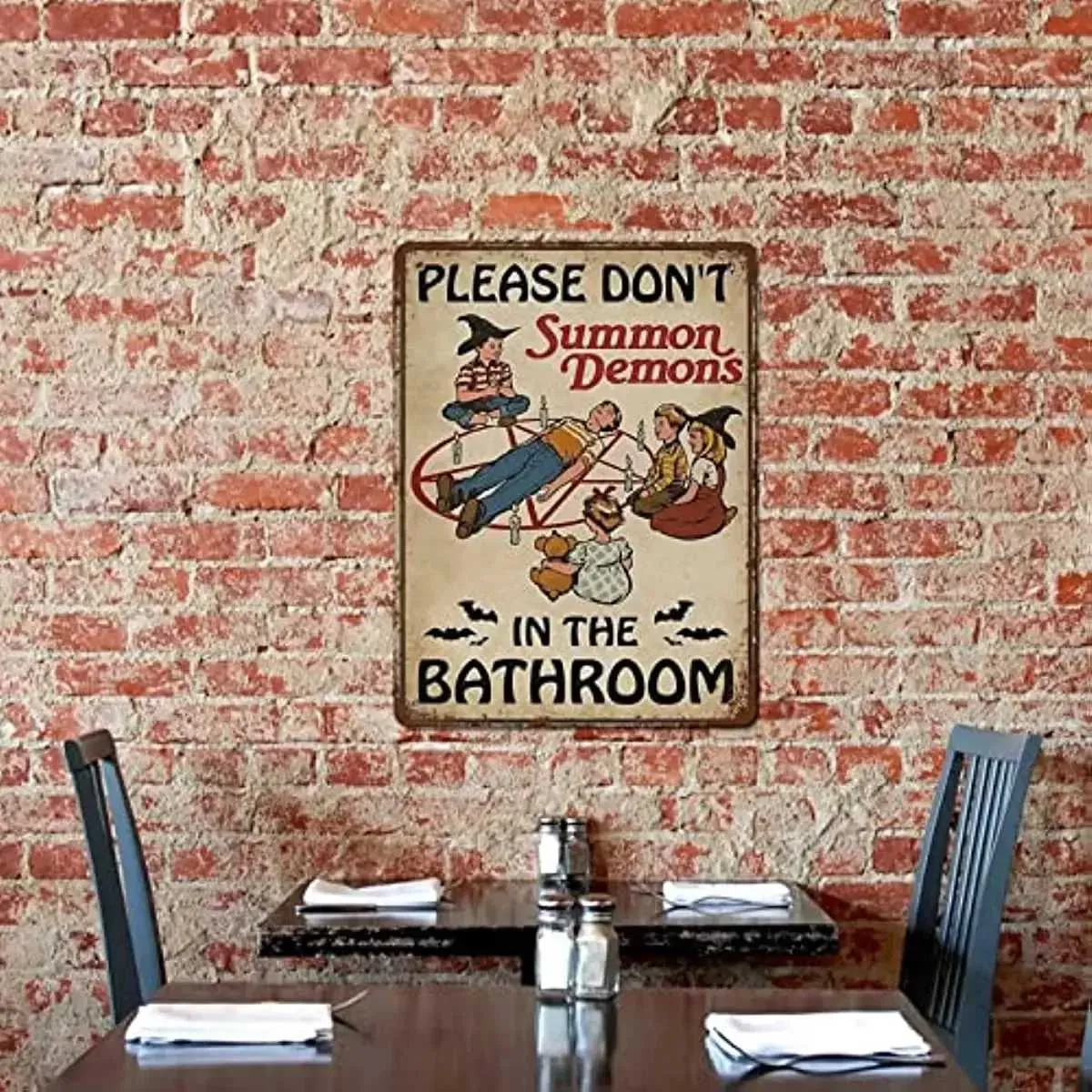 Spooky Bathroom Decor: Vintage Halloween Metal Tin Sign - Horror ...
