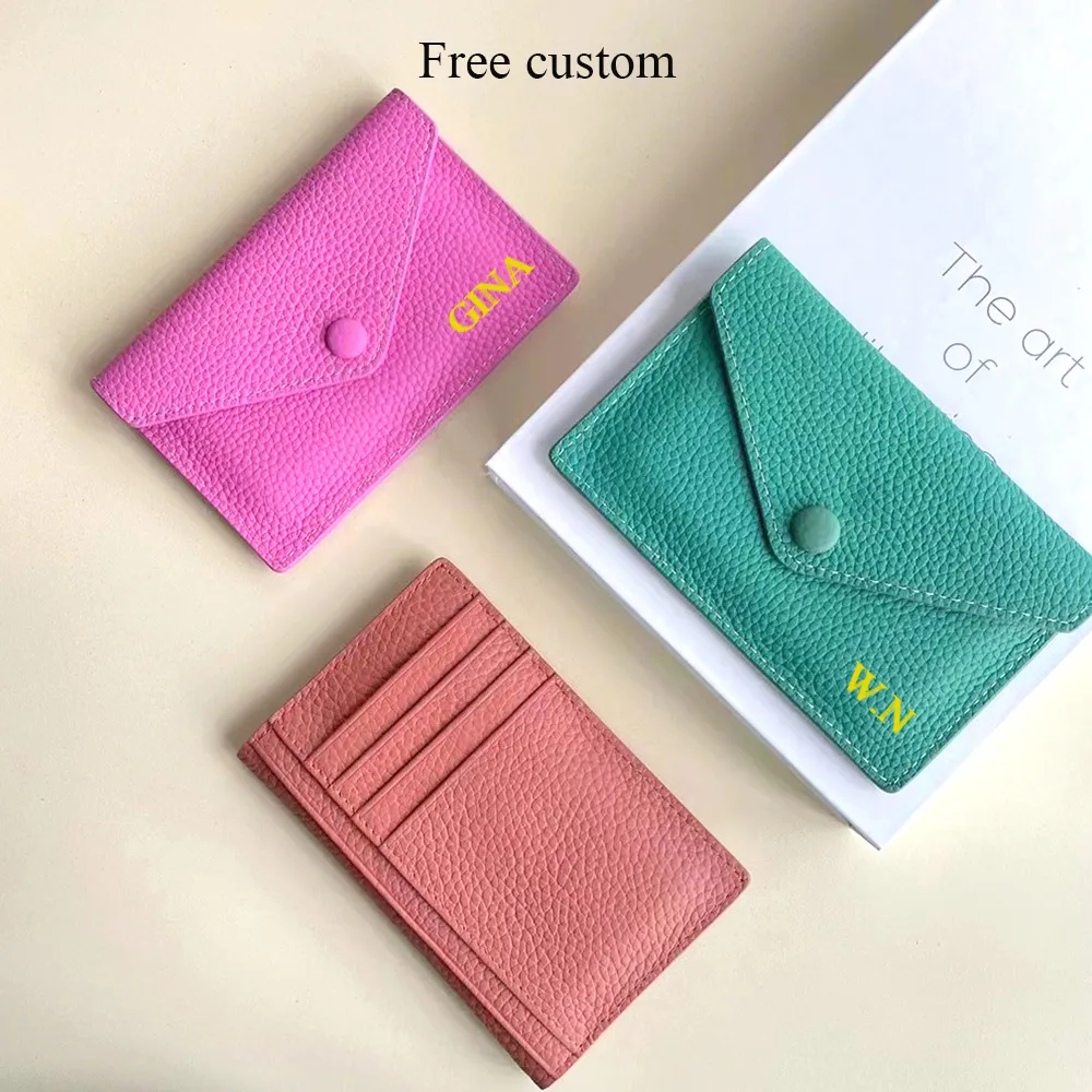 Personalized Leather Card Holder: Premium Slim Wallet, Custom Initials ...