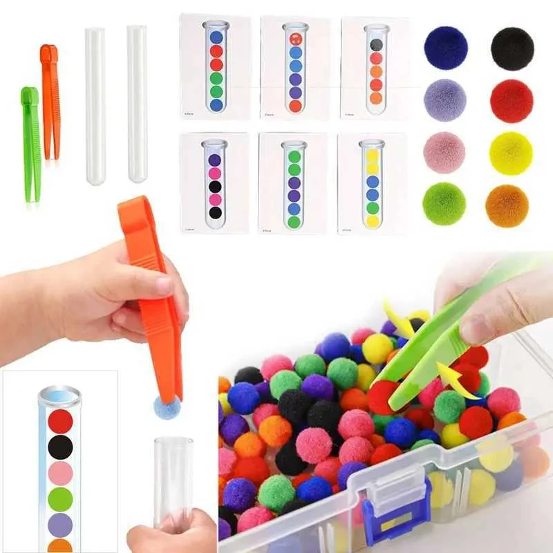 Hair Tie Balls Test Tube Sorting Game Fine Motor Skill Builder & Color ...
