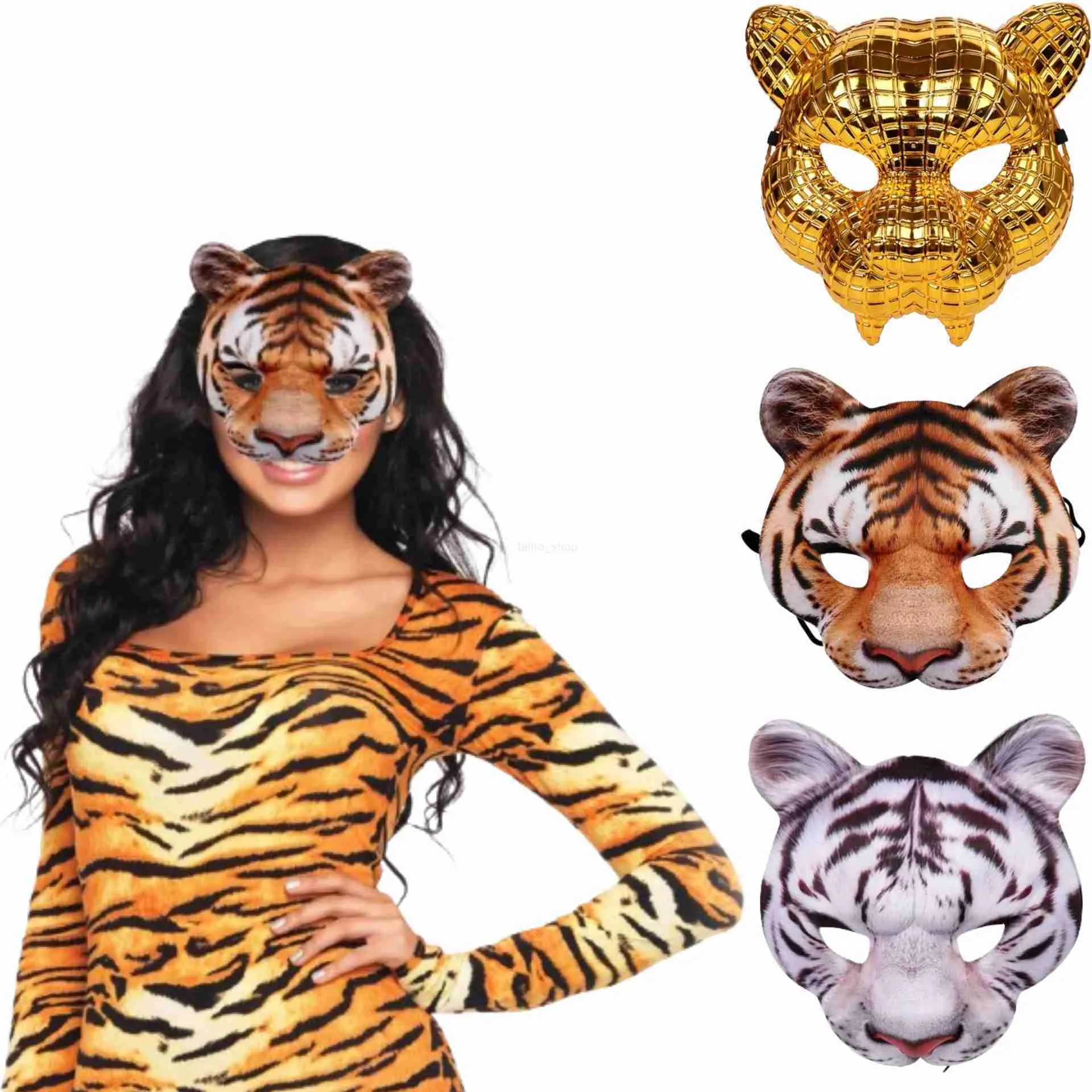 Realistic Animal Tiger Leopard Mask Headgear for Halloween, Cosplay ...