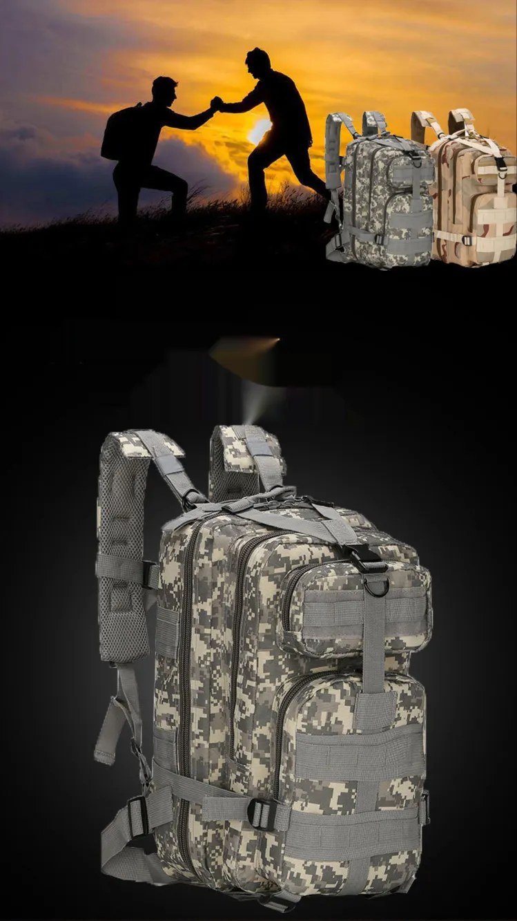 Waterproof Tactical Backpack - 3 Day Pack, Hiking, Camping, Trekking ...
