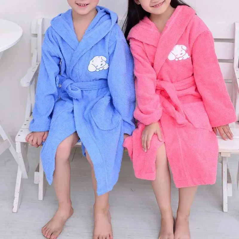 Pure Cotton Kids' Pajama Set for Autumn, Thick Warm Terry Cloth, Loose ...