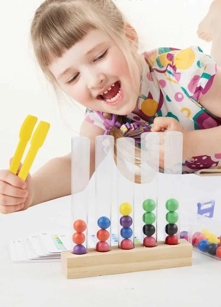 Logic & Fine Motor Skill Toy: Clip Beads Test Tube Game - Montessori ...
