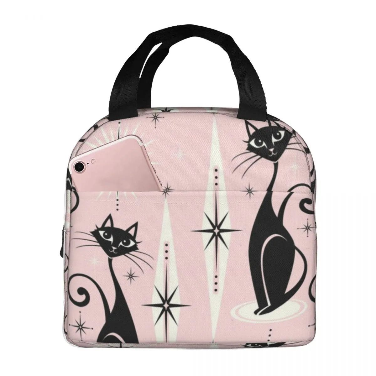 Mid Century Meow Retro Atomic Cats Cat Lunch Bag Leakproof Bento Box ...