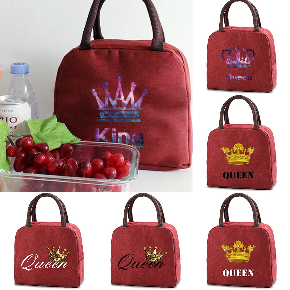 King Printed Insulated Lunch Bags - Canvas Cooler Bag for Picnic ...