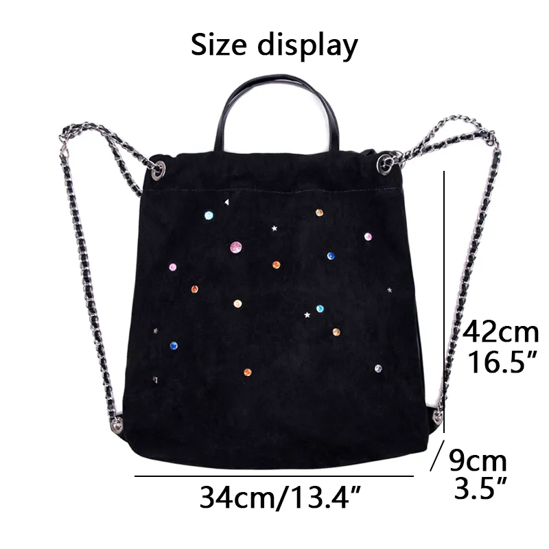 Premium Quality Leather Backpack for Women - Stylish Rhinestone Design ...