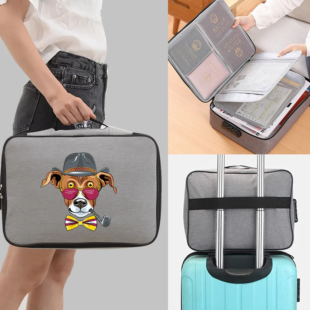Document Storage Organizer Bag File Container Bills Folder Dog Print ...