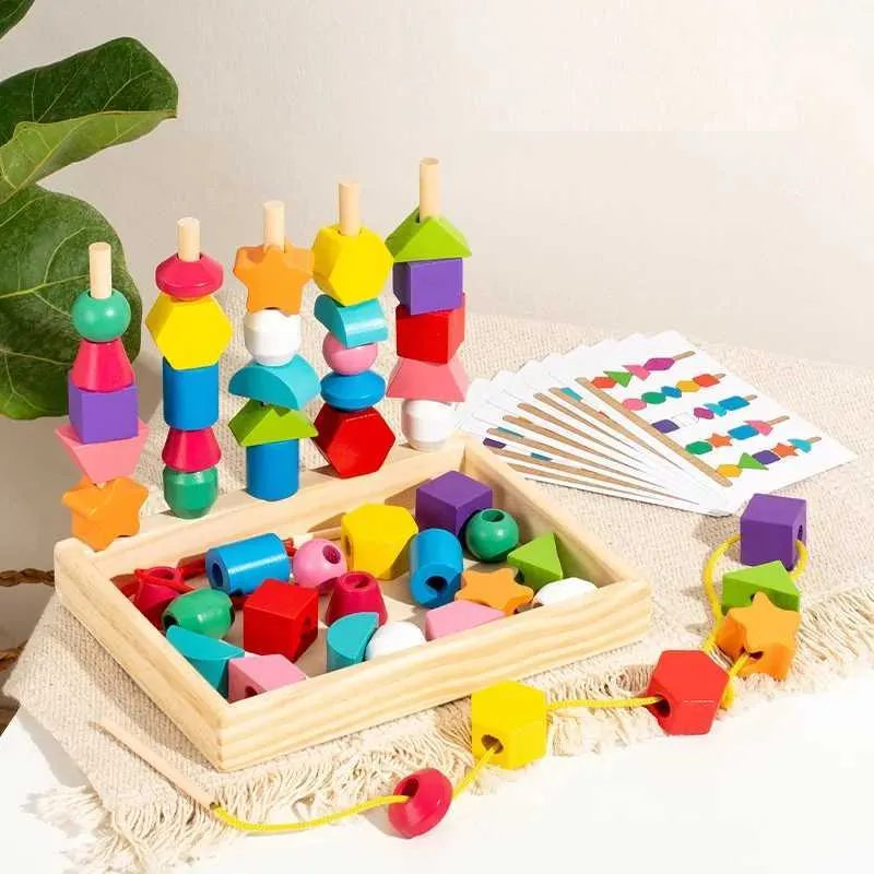 Colorful Wooden Stacking Blocks: Shape & Color Cognition Puzzle Toy ...